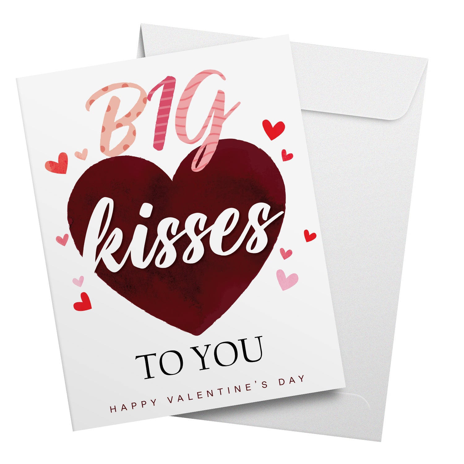 "Big Kisses To You" Big Valentine's Day Greeting Cards and Envelopes