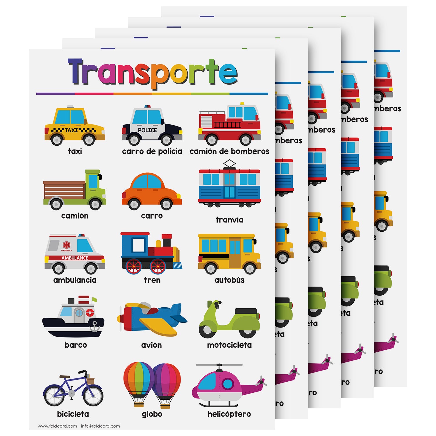 Spanish Transportation Chart for Kids | Educational Poster