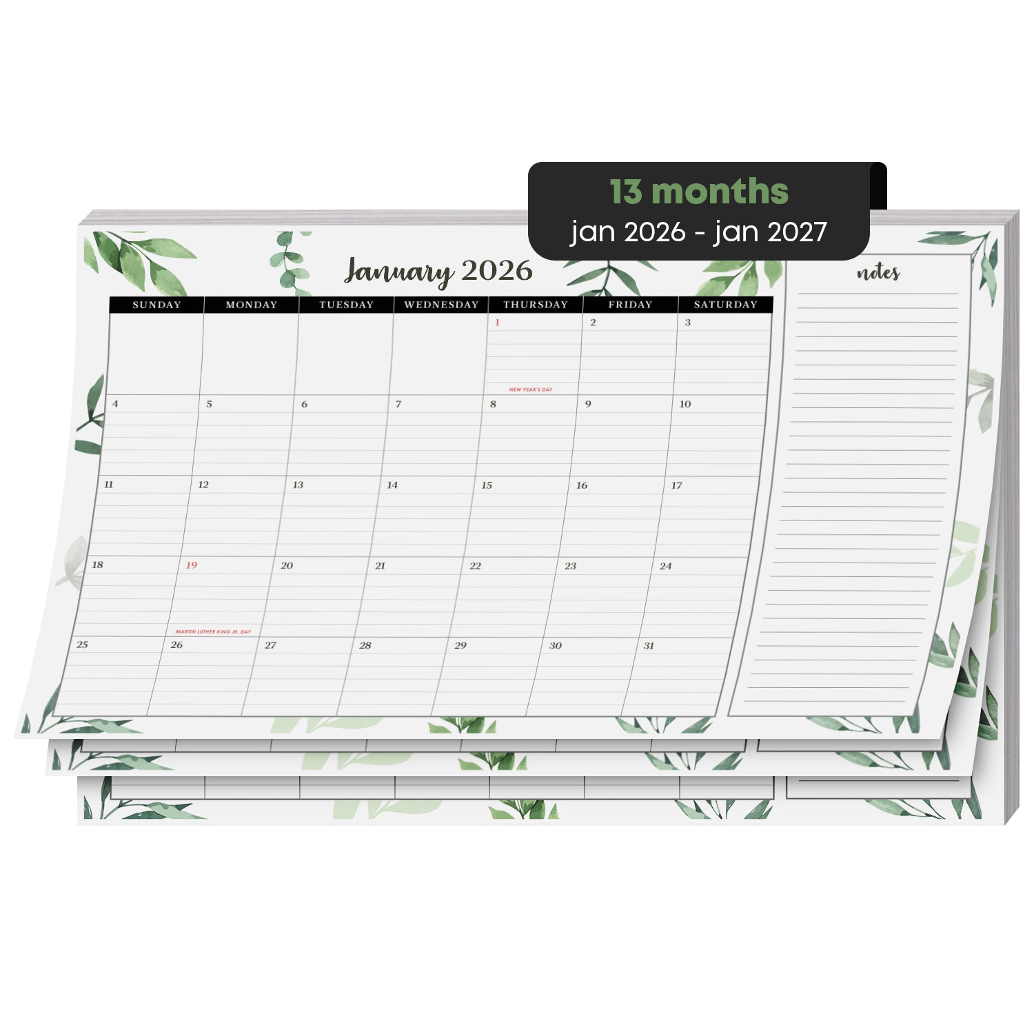 2026 Desk Year Calendar Desktop or Wall Planner, Tear-Off Pad for Easy