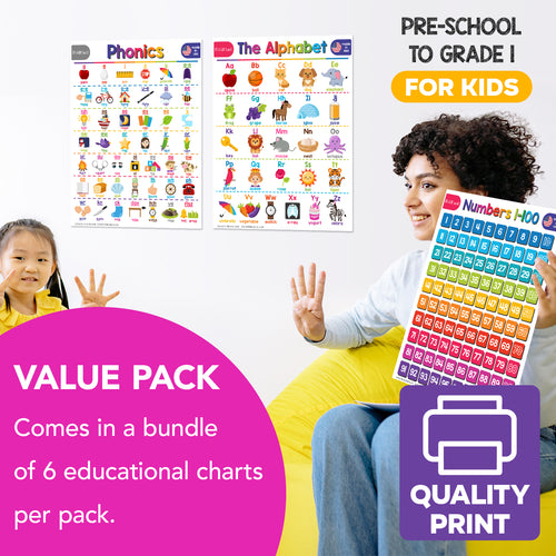 Advanced Bundle Educational Charts - 6 Kids Charts