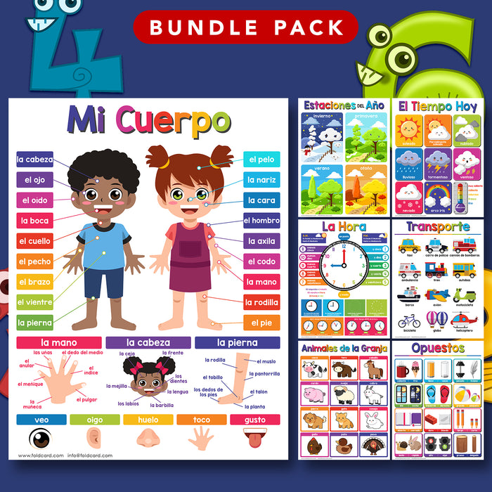 Spanish Bundle Educational Charts | Preschool to Gradeschool