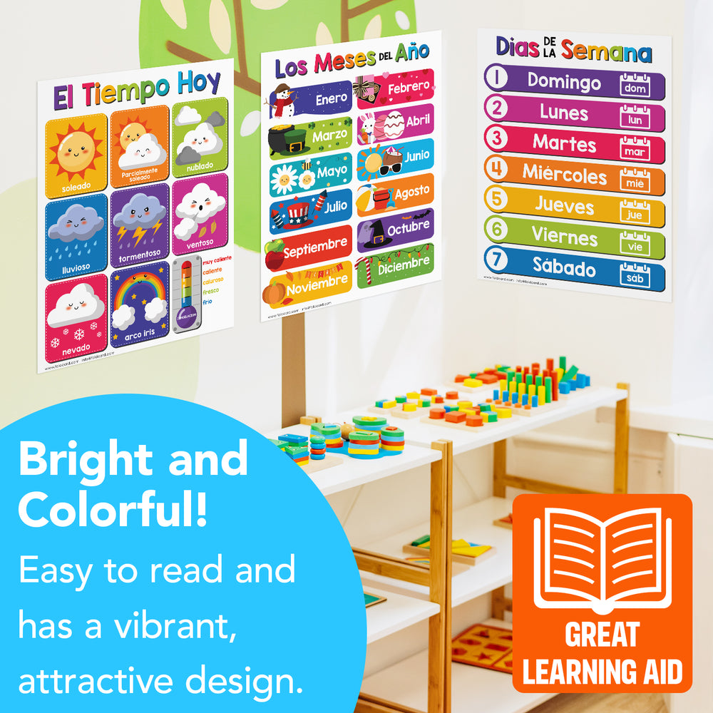 Spanish Bundle Educational Charts | Preschool to Gradeschool