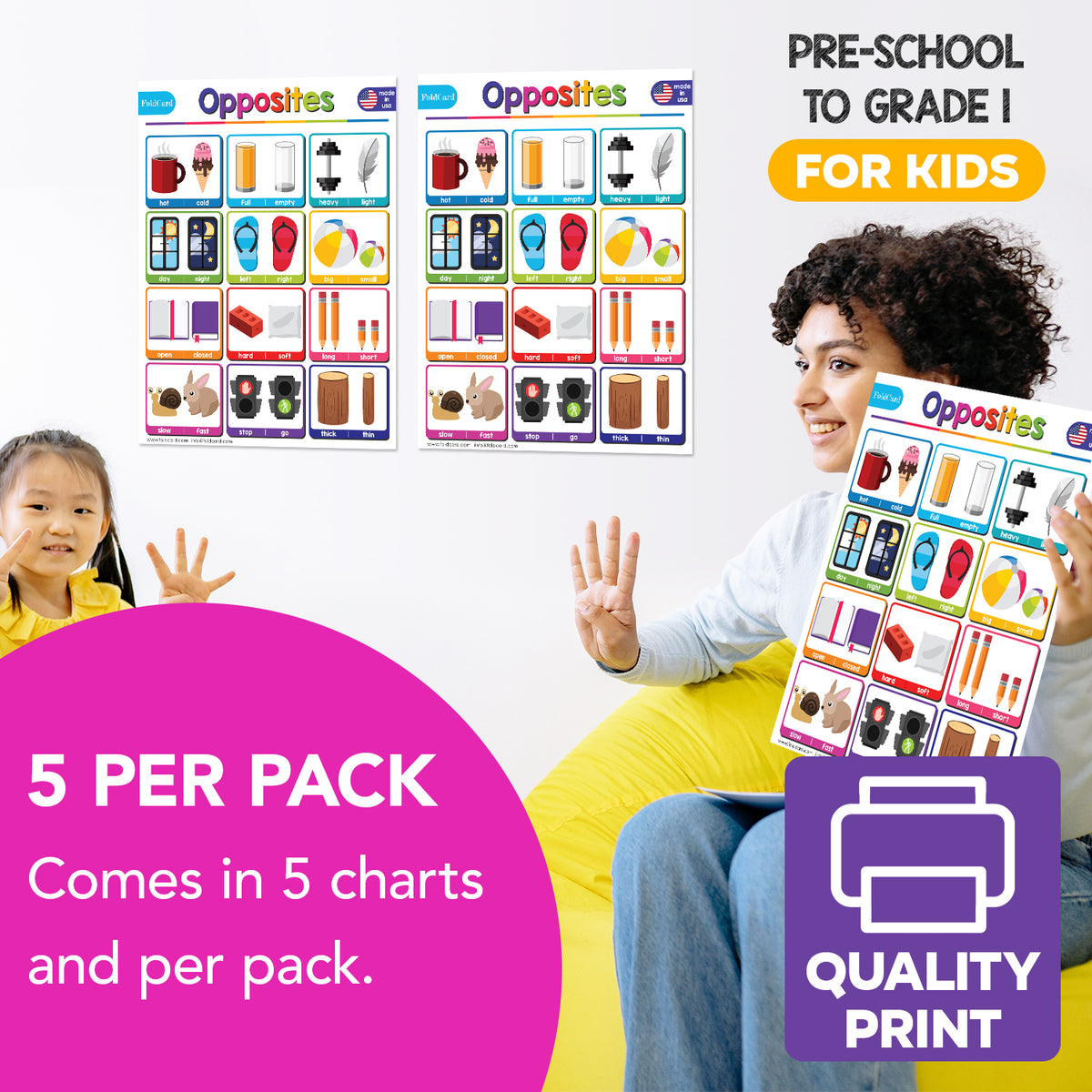 Kids Opposites Chart | Preschool to Grade 1