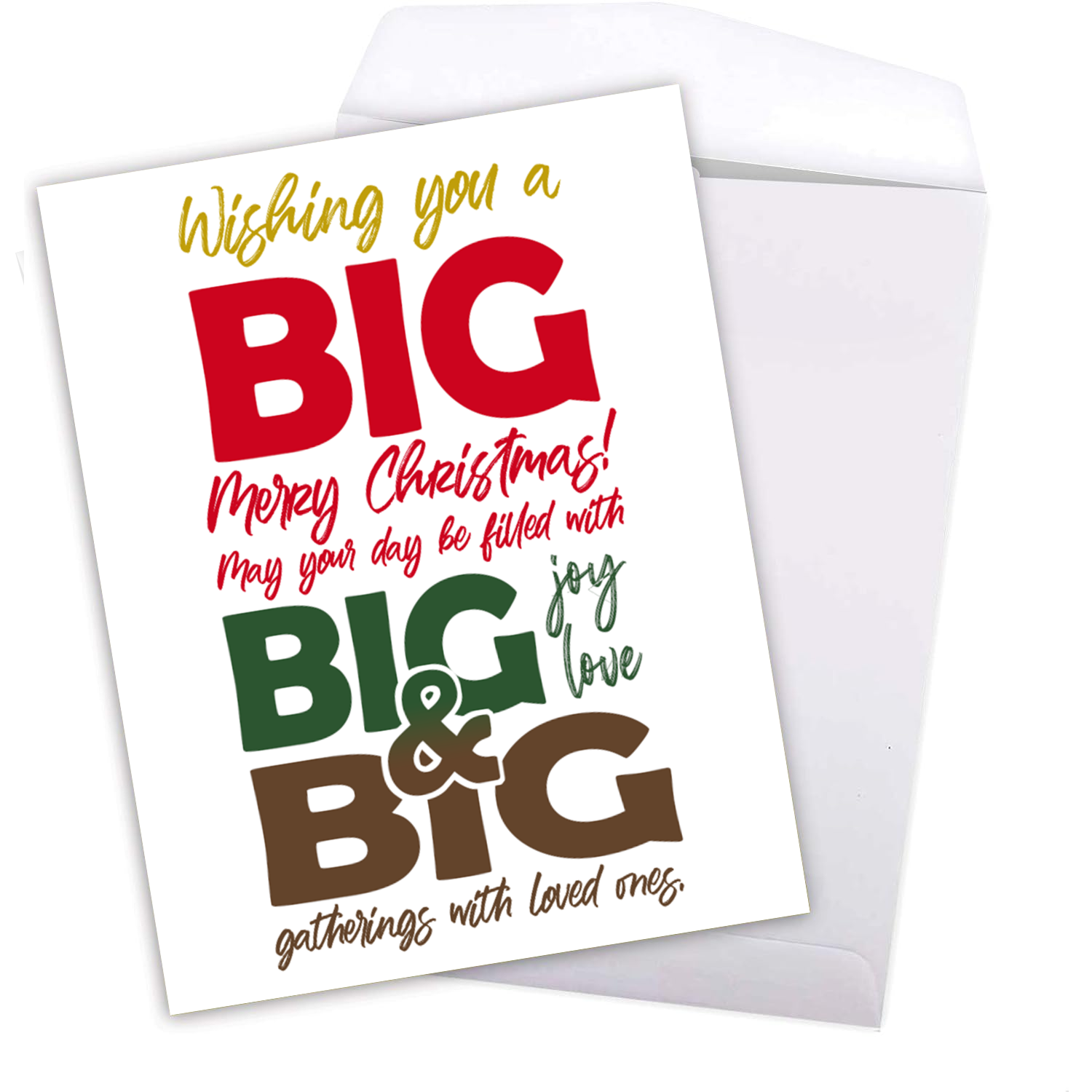 A Big Merry Christmas Greeting Cards with Envelopes – 8.5" x 11" Jumbo