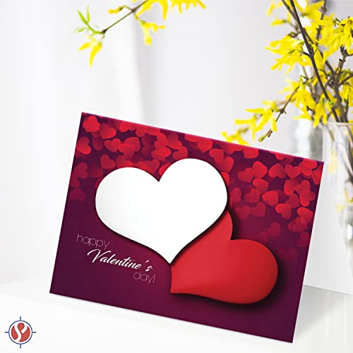 Valentine's Day Cards & Envelopes Romantic Red Heart Design - 25 Pack