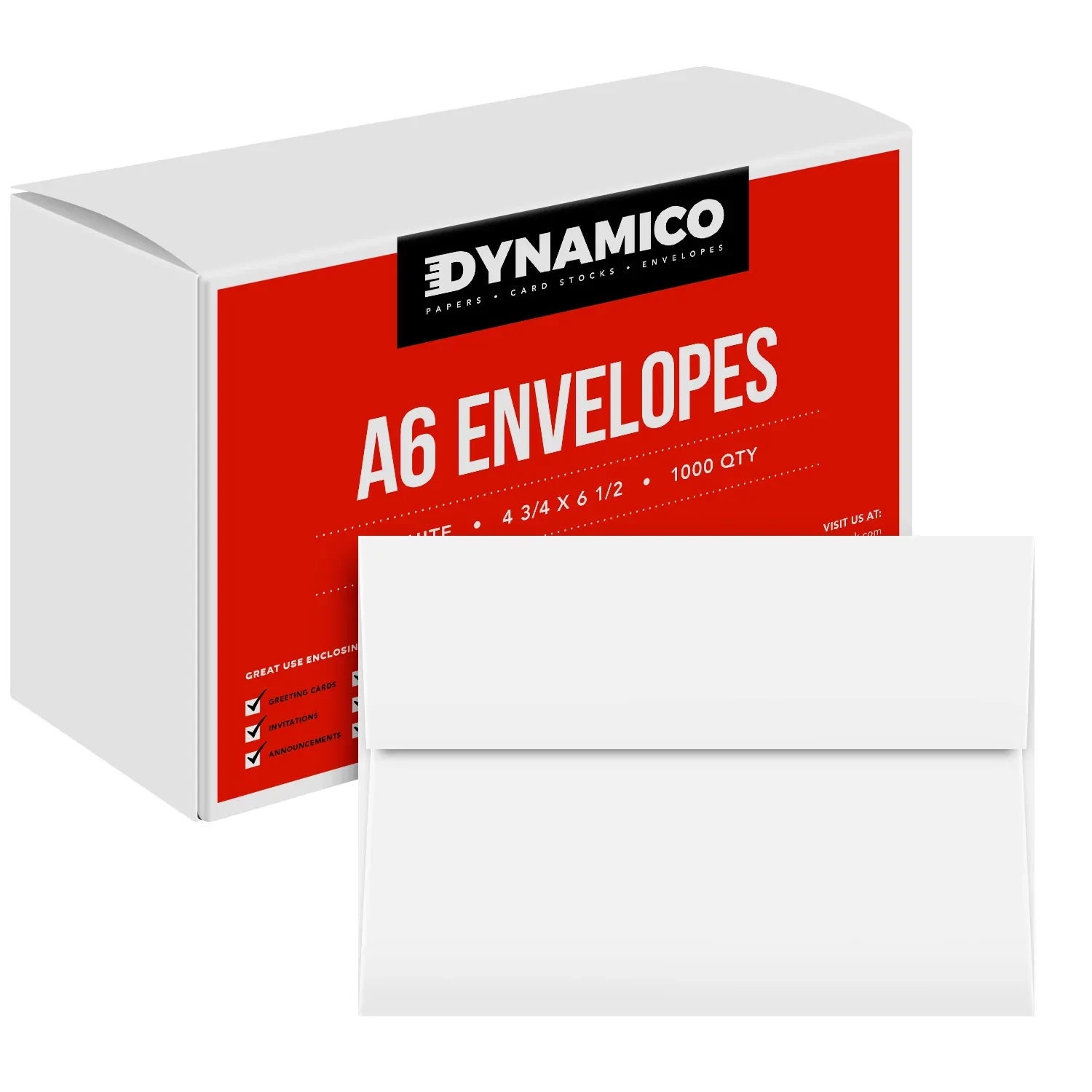 White A6 Envelopes Gummed Square Flap Bulk Pack of 1000 Envelopes